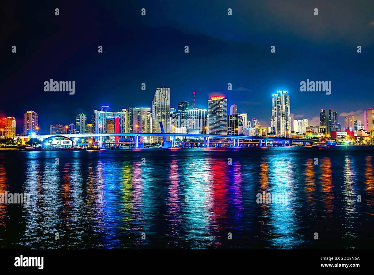 miami night wiev downtown Stock Photo - Alamy