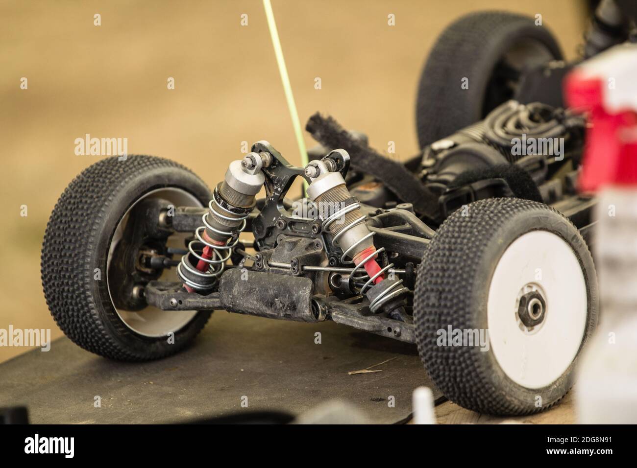 Maintenance of radio-controlled model of the car in a break between ...