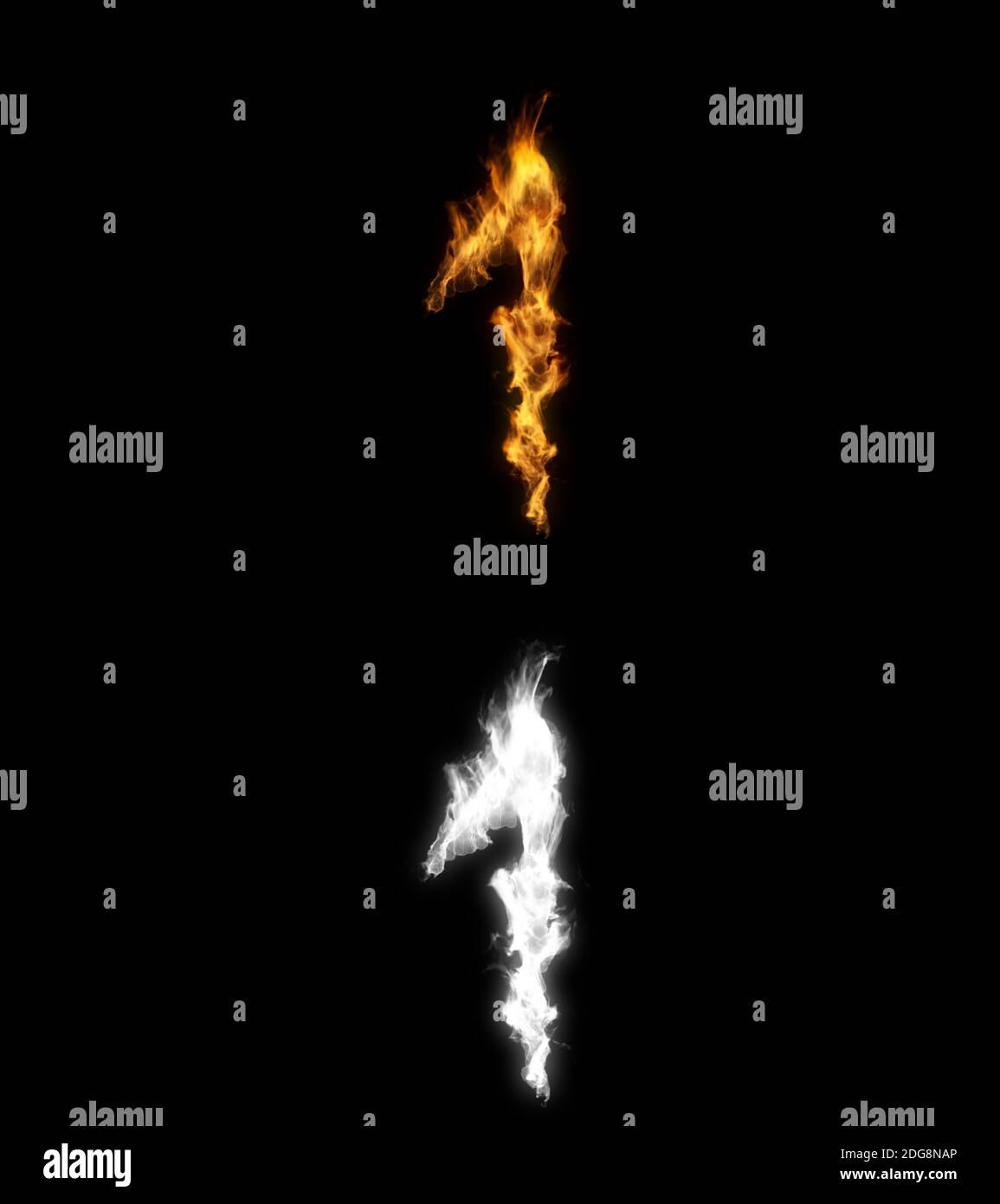 3D illustration of the number one on fire with alpha layer Stock Photo ...