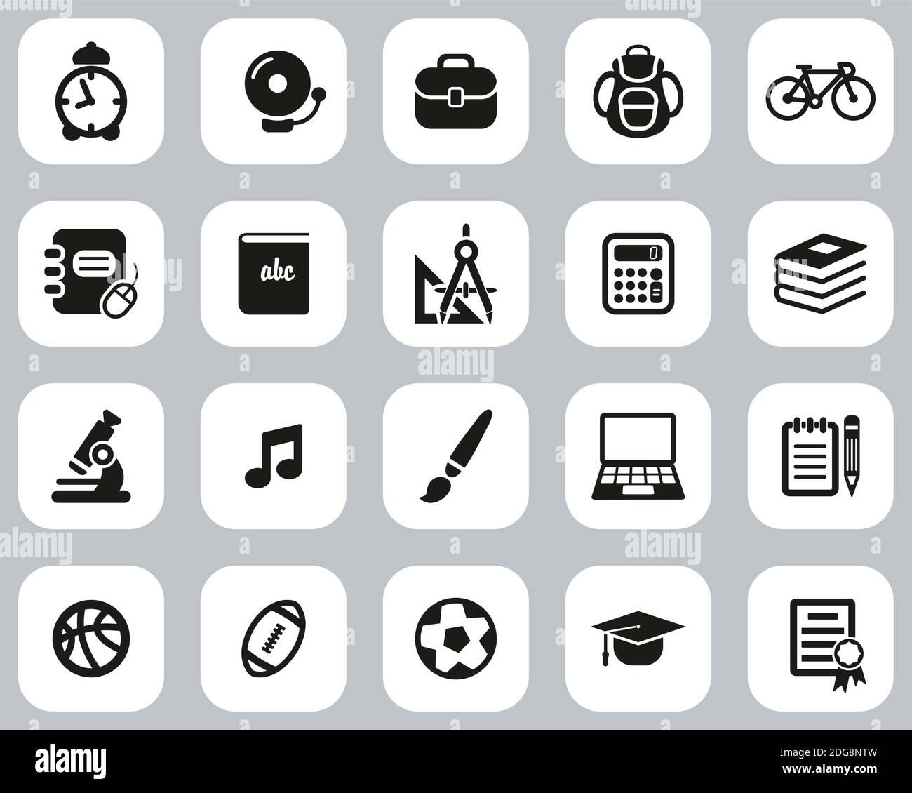 University Or College Icons Black & White Flat Design Set Big Stock ...