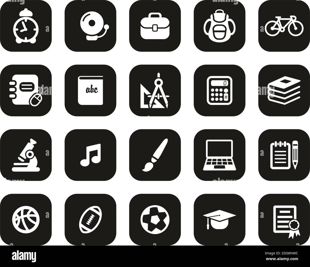 University Or College Icons White On Black Flat Design Set Big Stock ...
