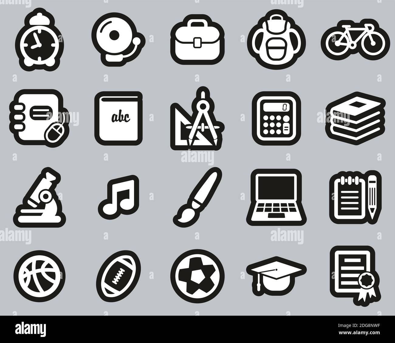 University Or College Icons White On Black Sticker Set Big Stock Vector ...