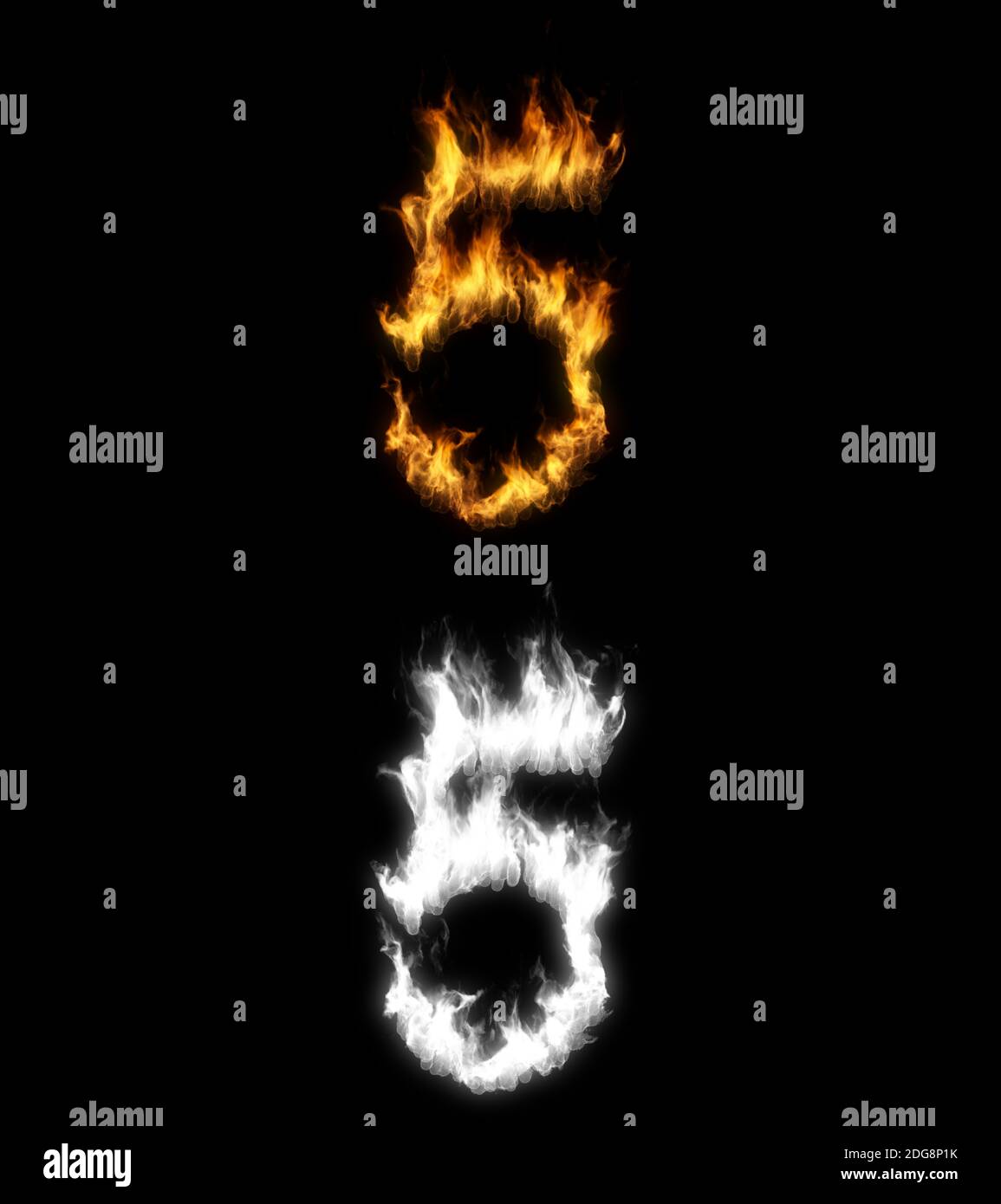 3D illustration of the number five on fire with alpha layer Stock Photo ...