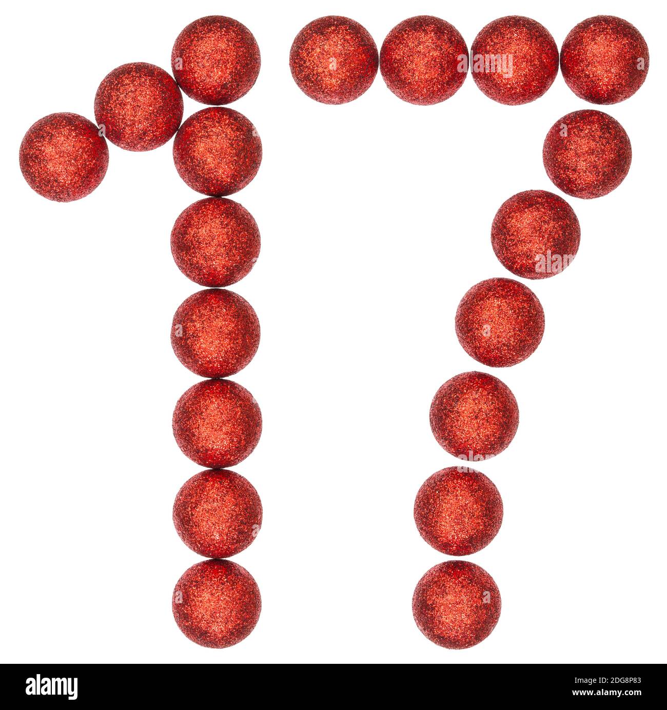 Numeral 17, seventeen, from decorative balls, isolated on white ...