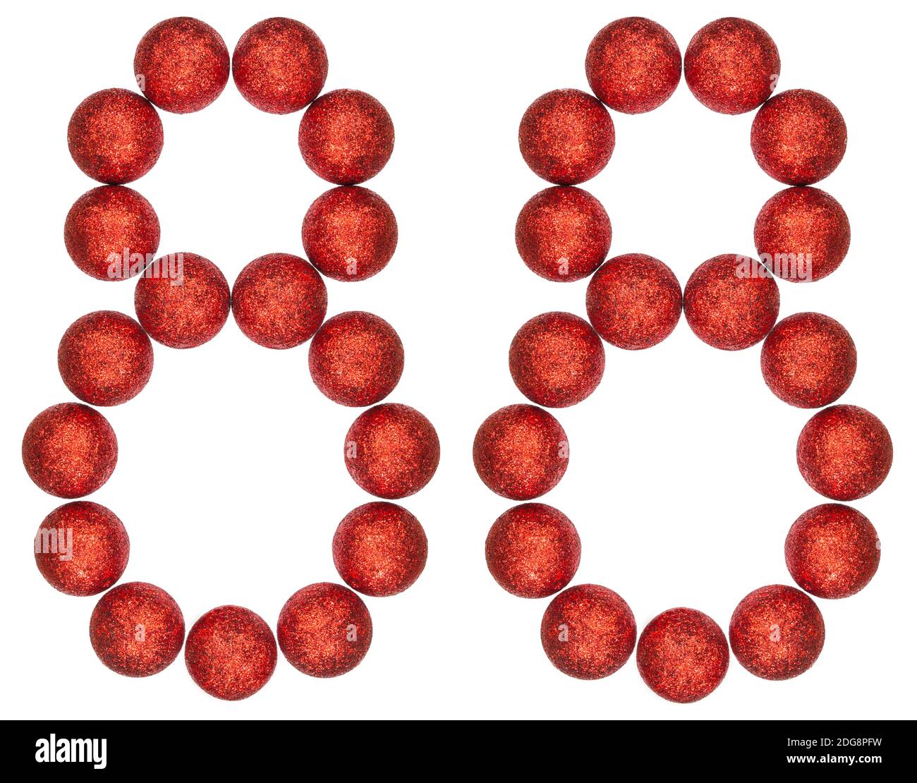 Numeral 88, eighty eight, from decorative balls, isolated on white ...