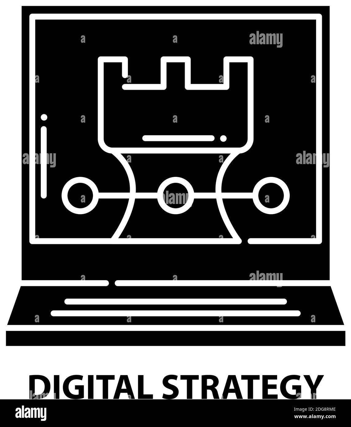 digital strategy icon, black vector sign with editable strokes, concept ...