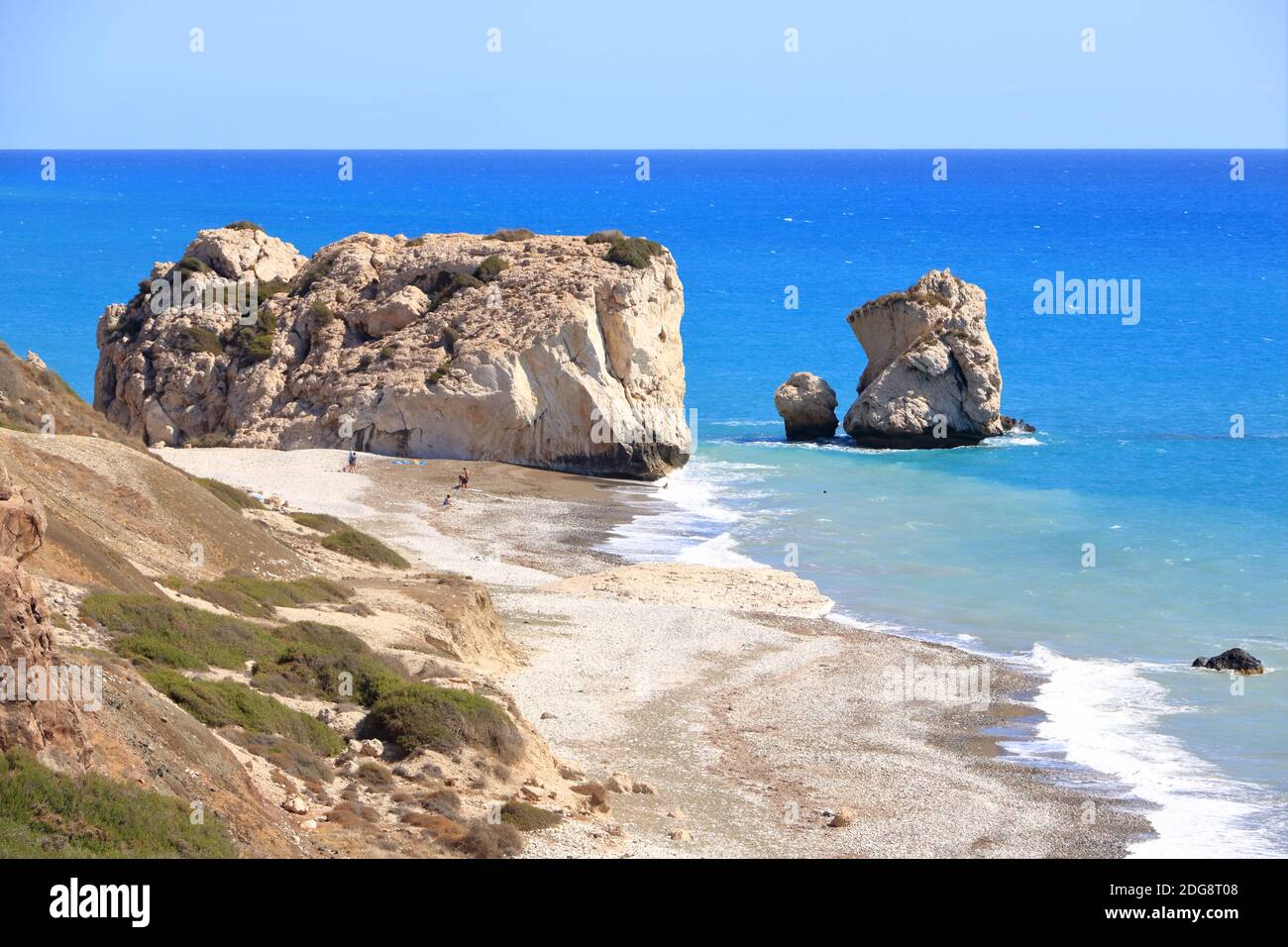 Aphrodite's rock and beach in Cyprus called Petra tou Romiou Stock ...