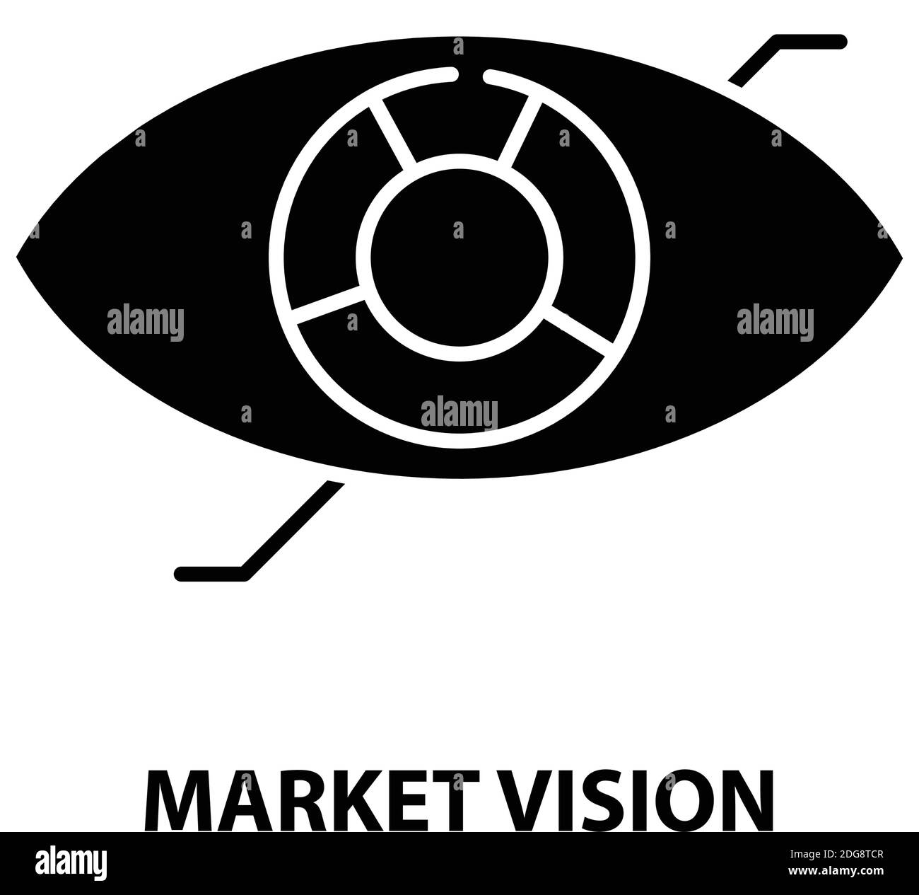 market vision icon, black vector sign with editable strokes, concept ...