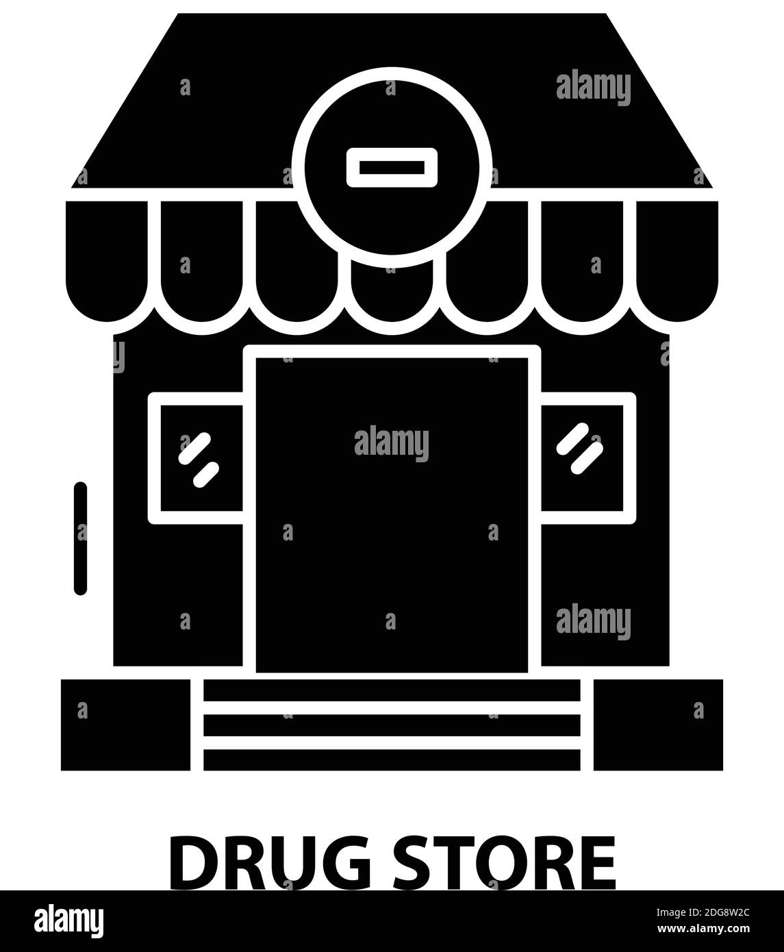 drug store icon, black vector sign with editable strokes, concept ...