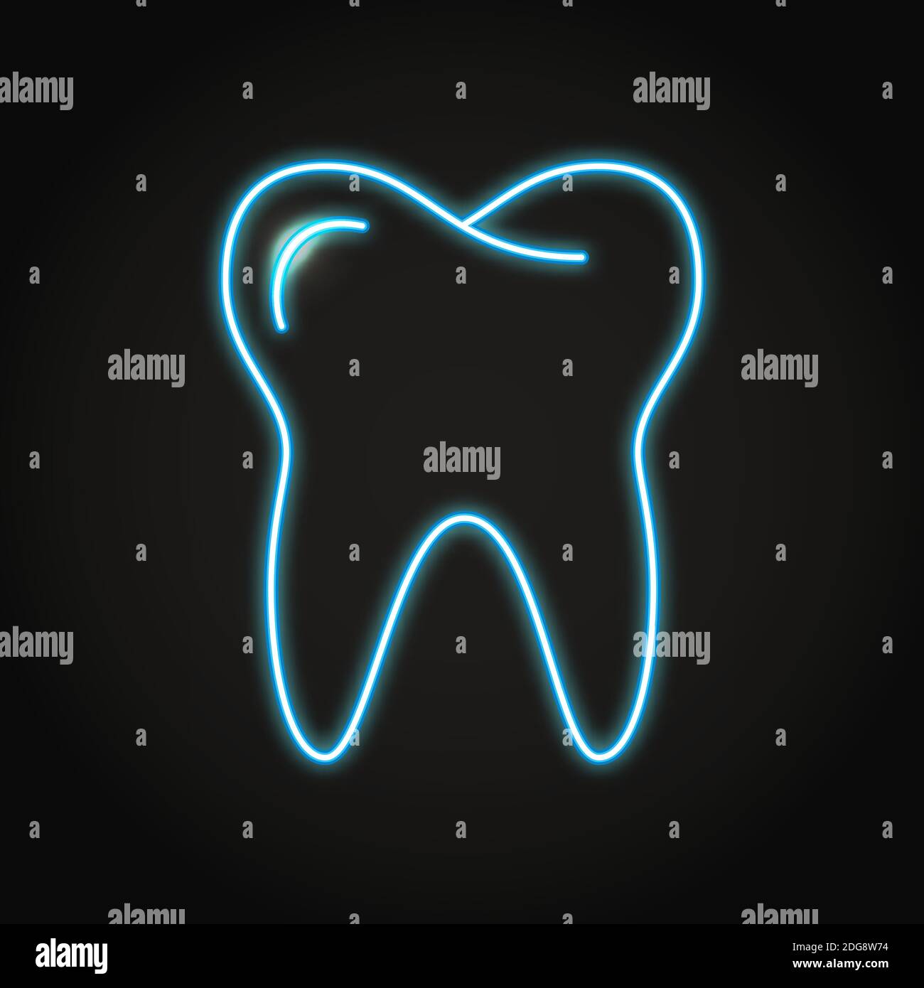 Neon human tooth icon in line style. Stomatology outline symbol. Vector ...