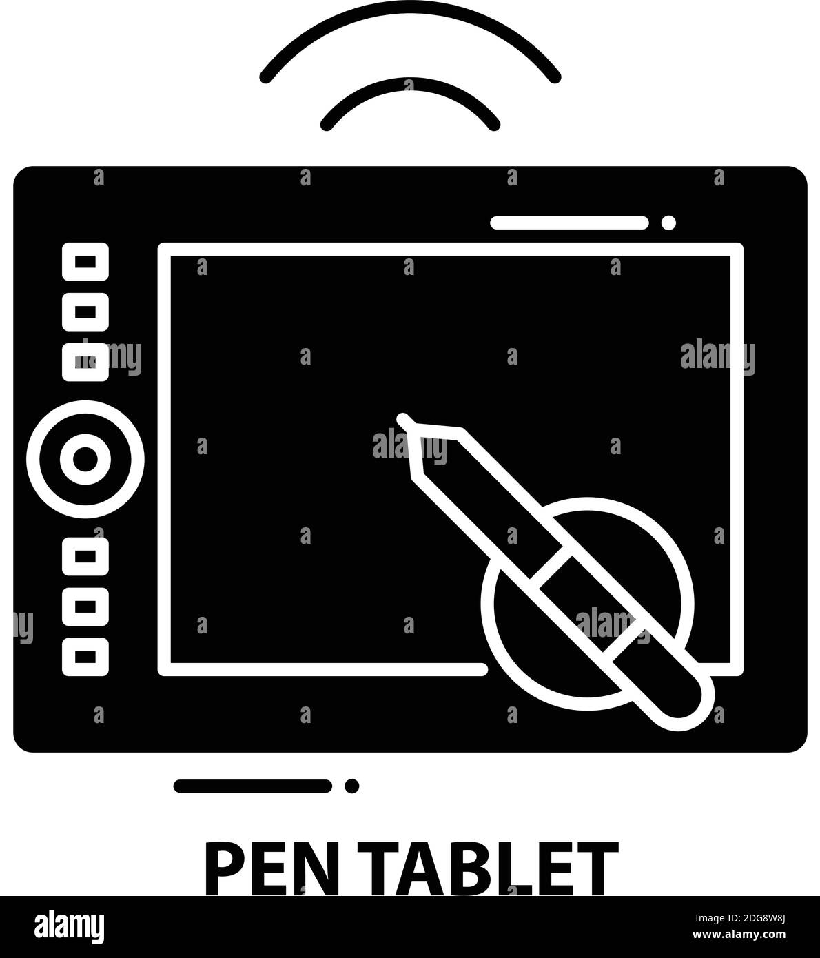 pen tablet icon, black vector sign with editable strokes, concept ...