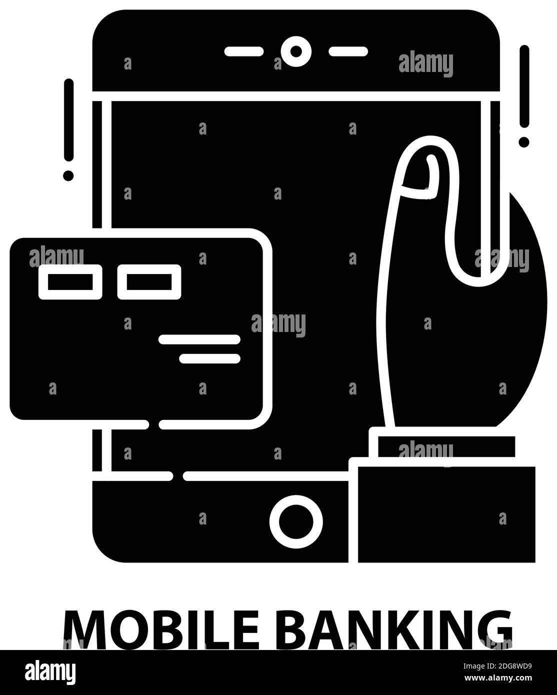 mobile banking icon, black vector sign with editable strokes, concept ...