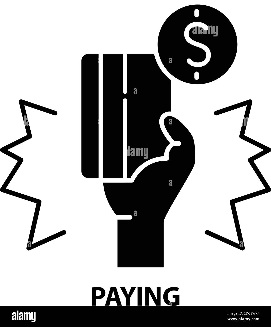 paying icon, black vector sign with editable strokes, concept ...