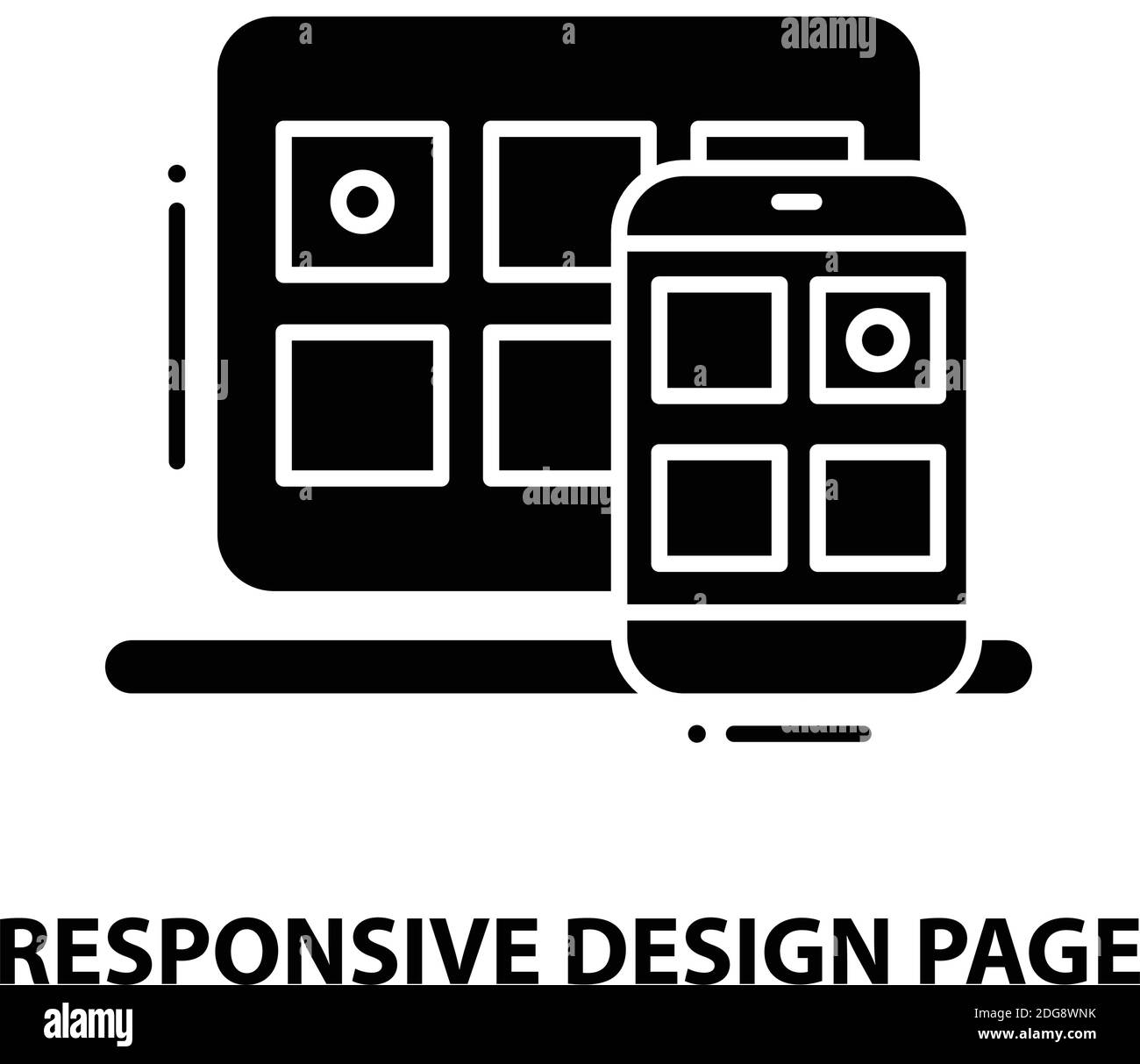 responsive design page icon, black vector sign with editable strokes ...