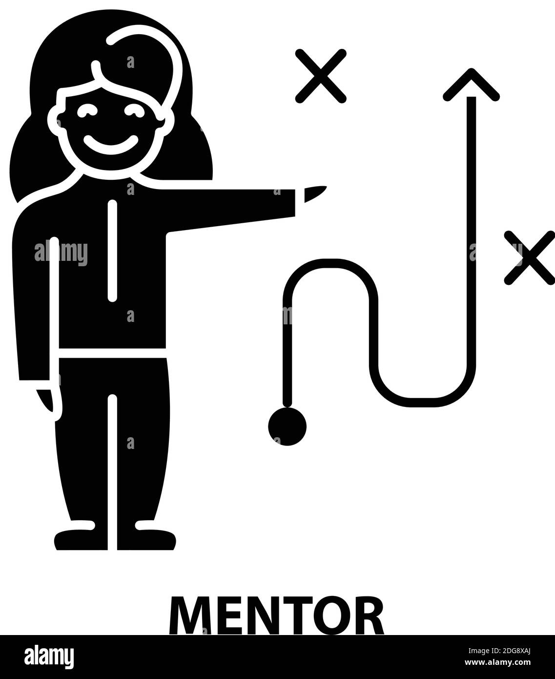 mentor icon, black vector sign with editable strokes, concept ...