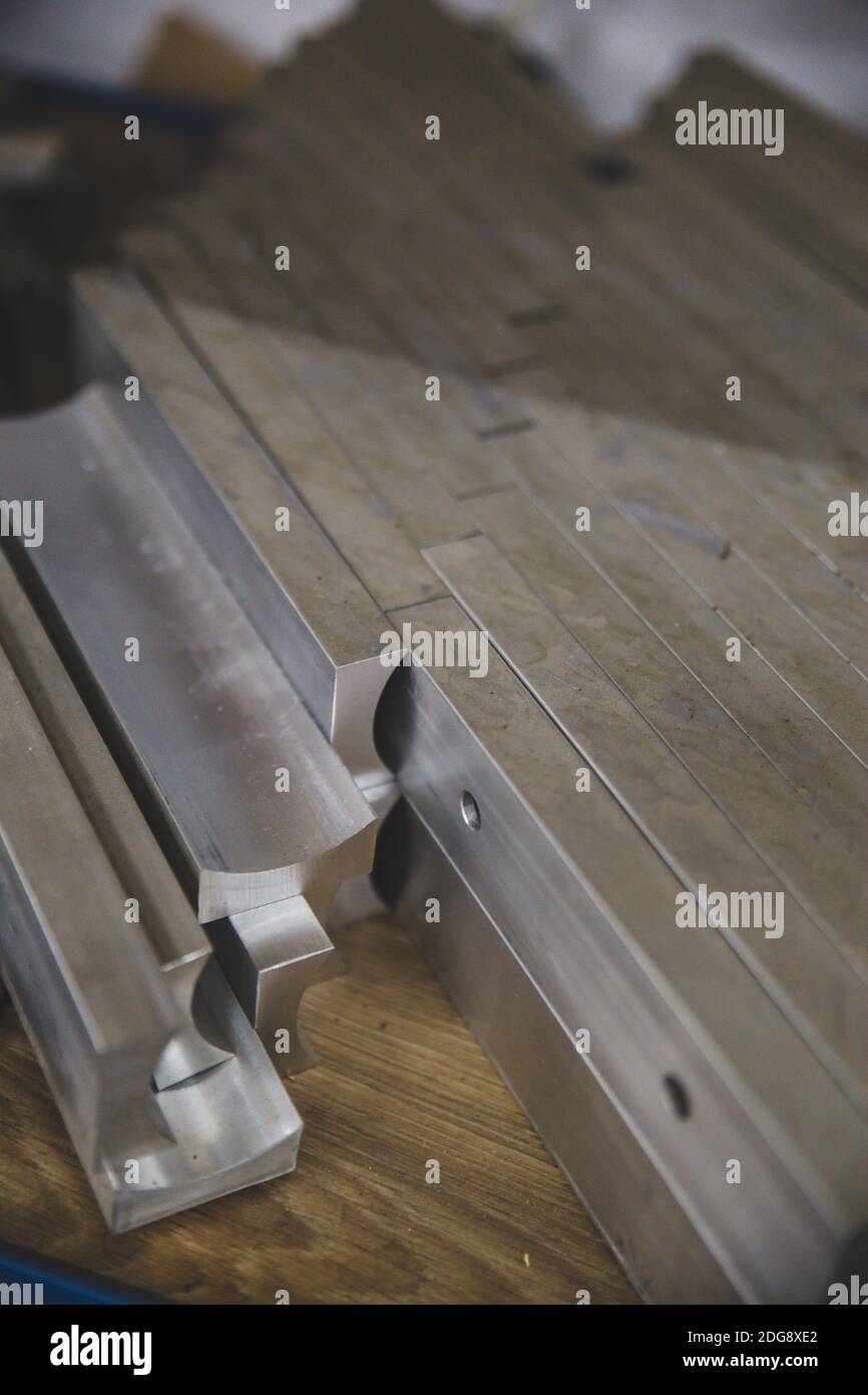 A vertical shot of the stainless steel channels Stock Photo - Alamy