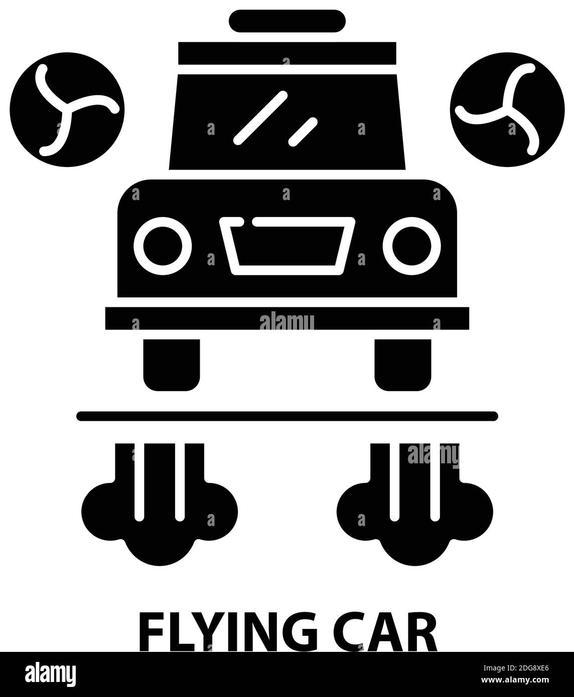 flying car icon, black vector sign with editable strokes, concept ...
