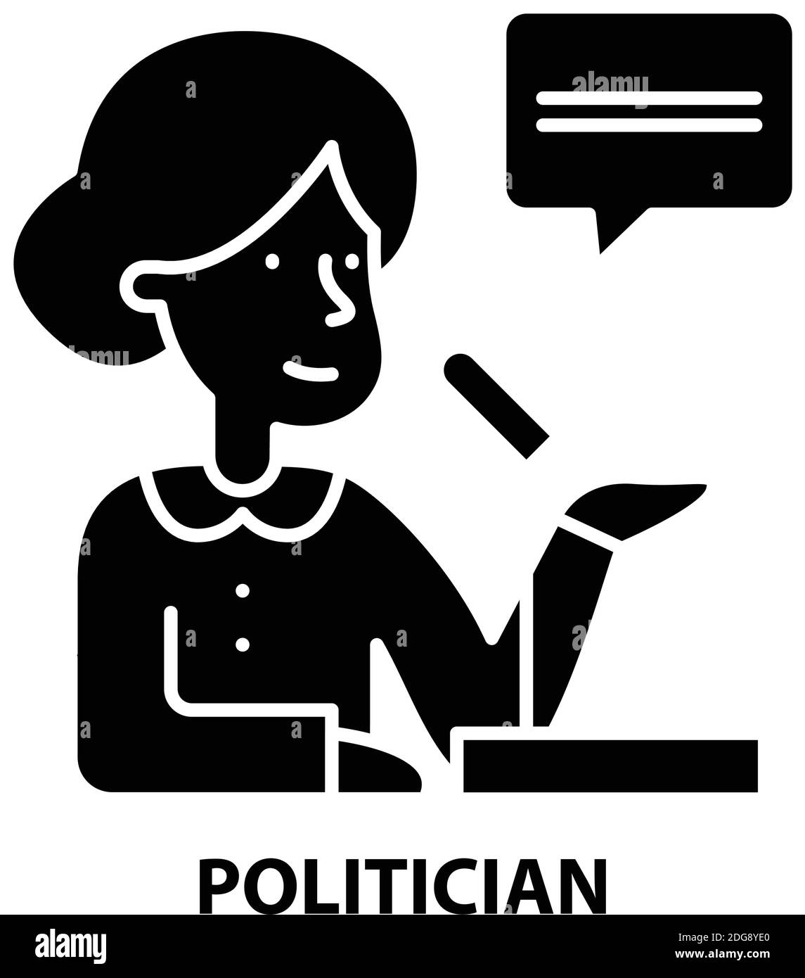 politician icon, black vector sign with editable strokes, concept ...
