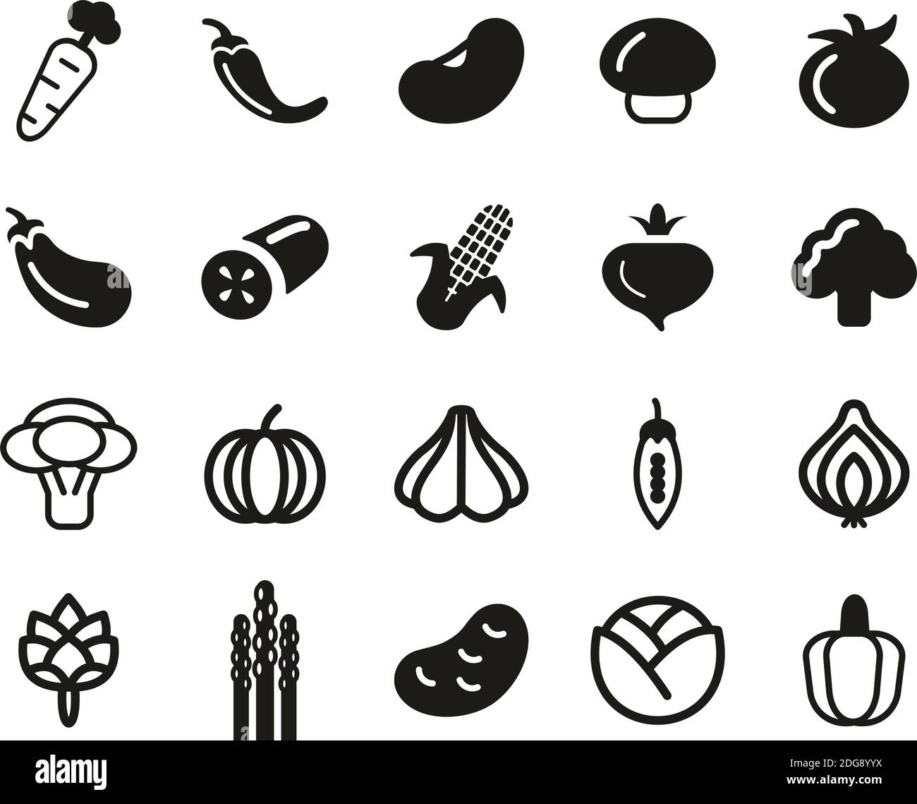 Vegetable Icons Black & White Set Big Stock Vector Image & Art - Alamy