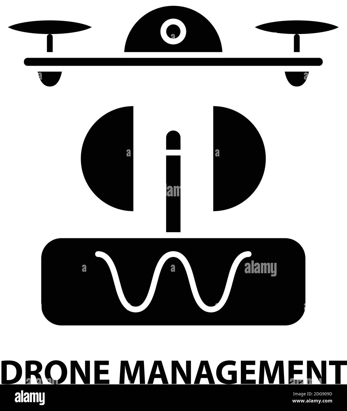drone management icon, black vector sign with editable strokes, concept ...