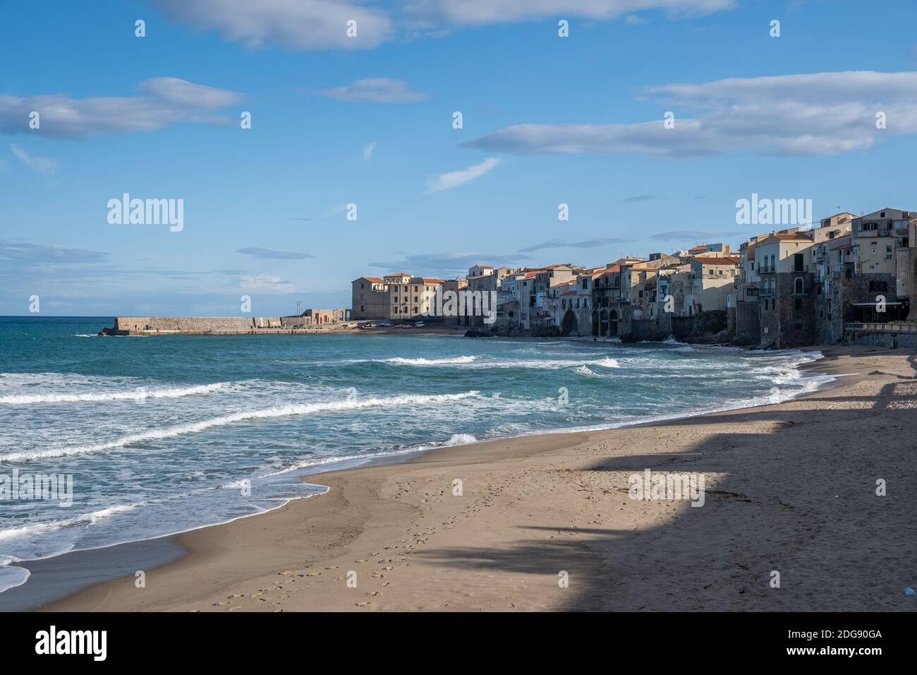 sunset at the beach of Cefalu Sicily, old town of Cefalu Sicilia ...