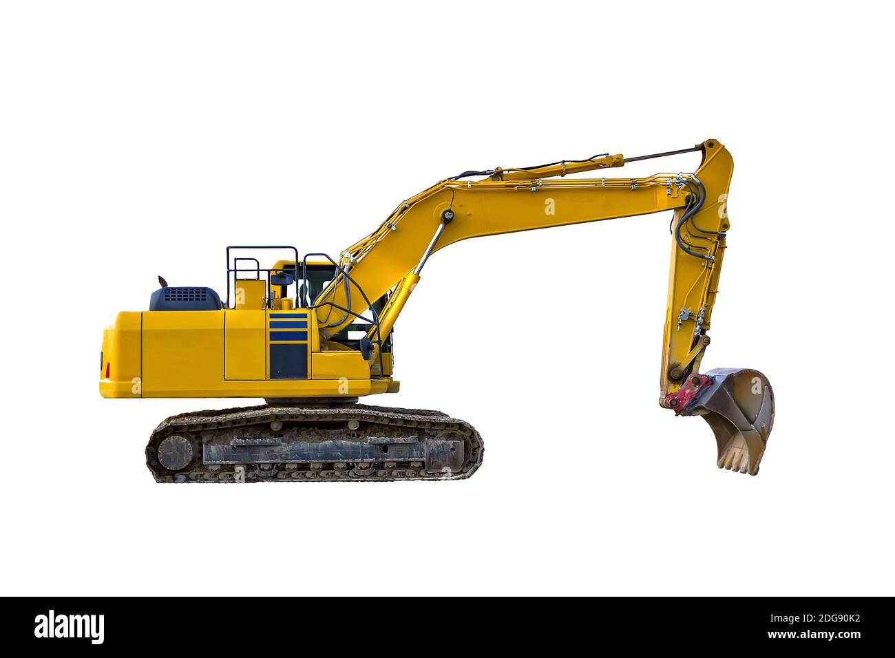 Yellow excavator at construction site Stock Photo - Alamy