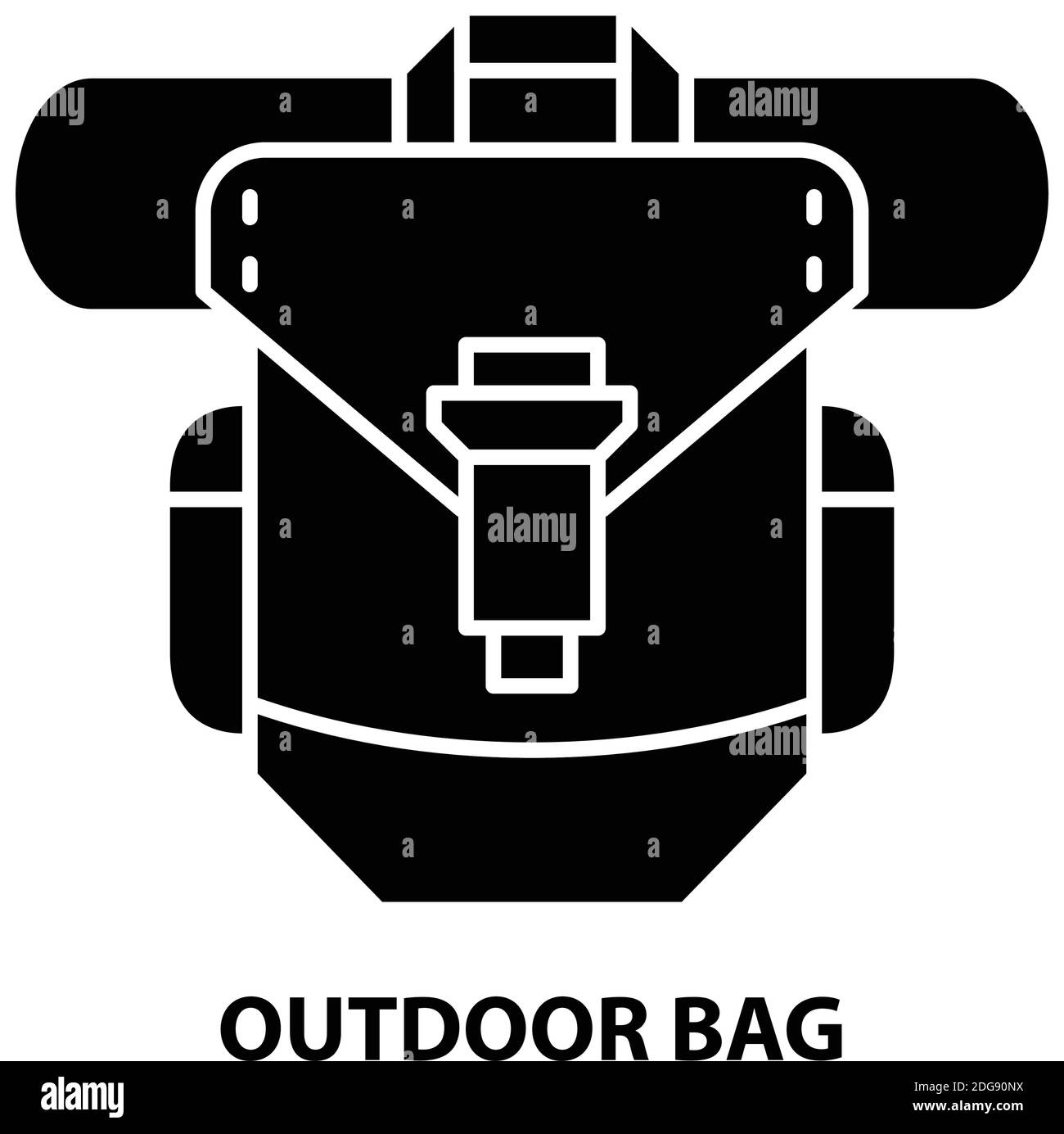 outdoor bag icon, black vector sign with editable strokes, concept ...