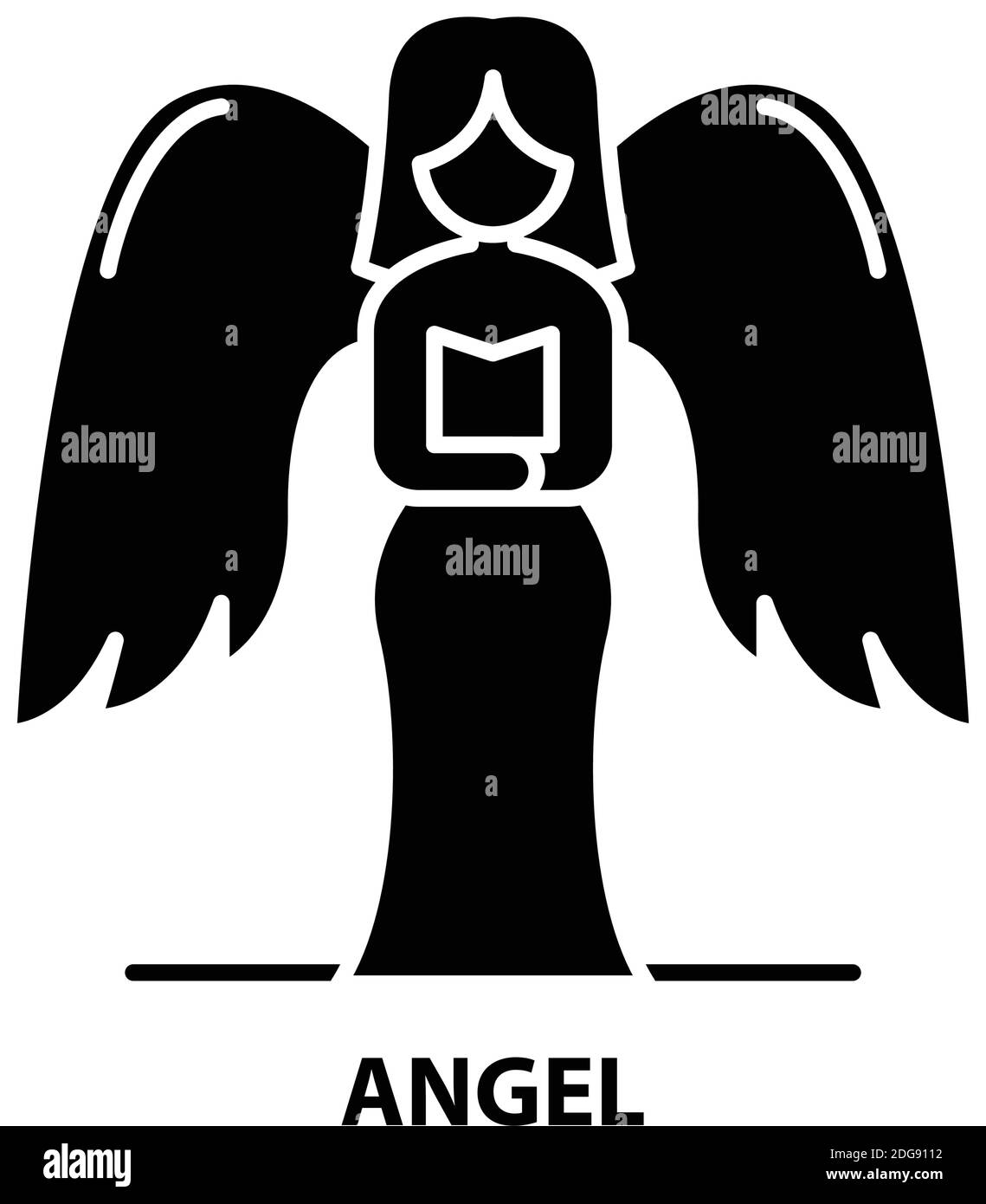 angel symbol icon, black vector sign with editable strokes, concept ...