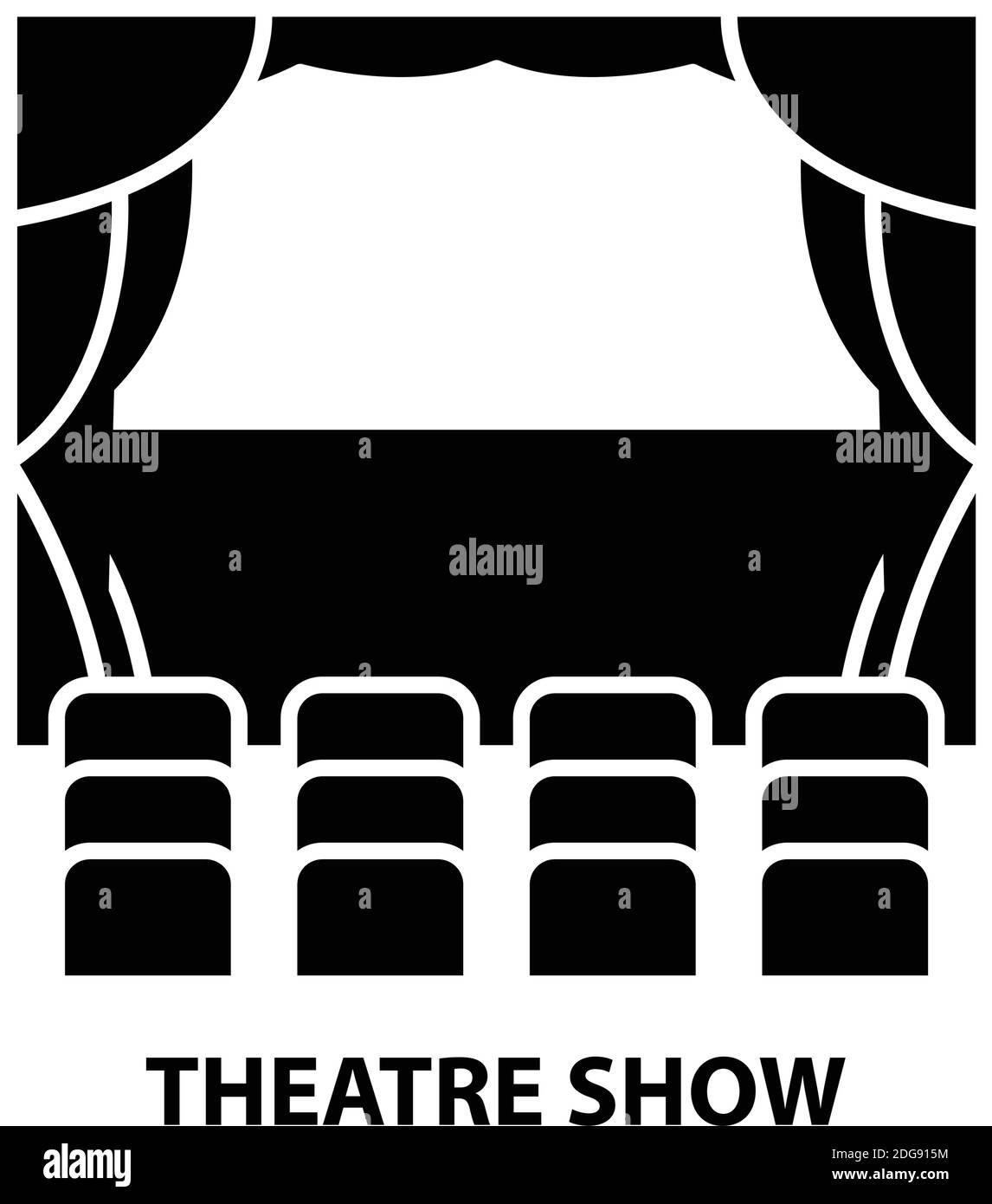 theatre show icon, black vector sign with editable strokes, concept ...