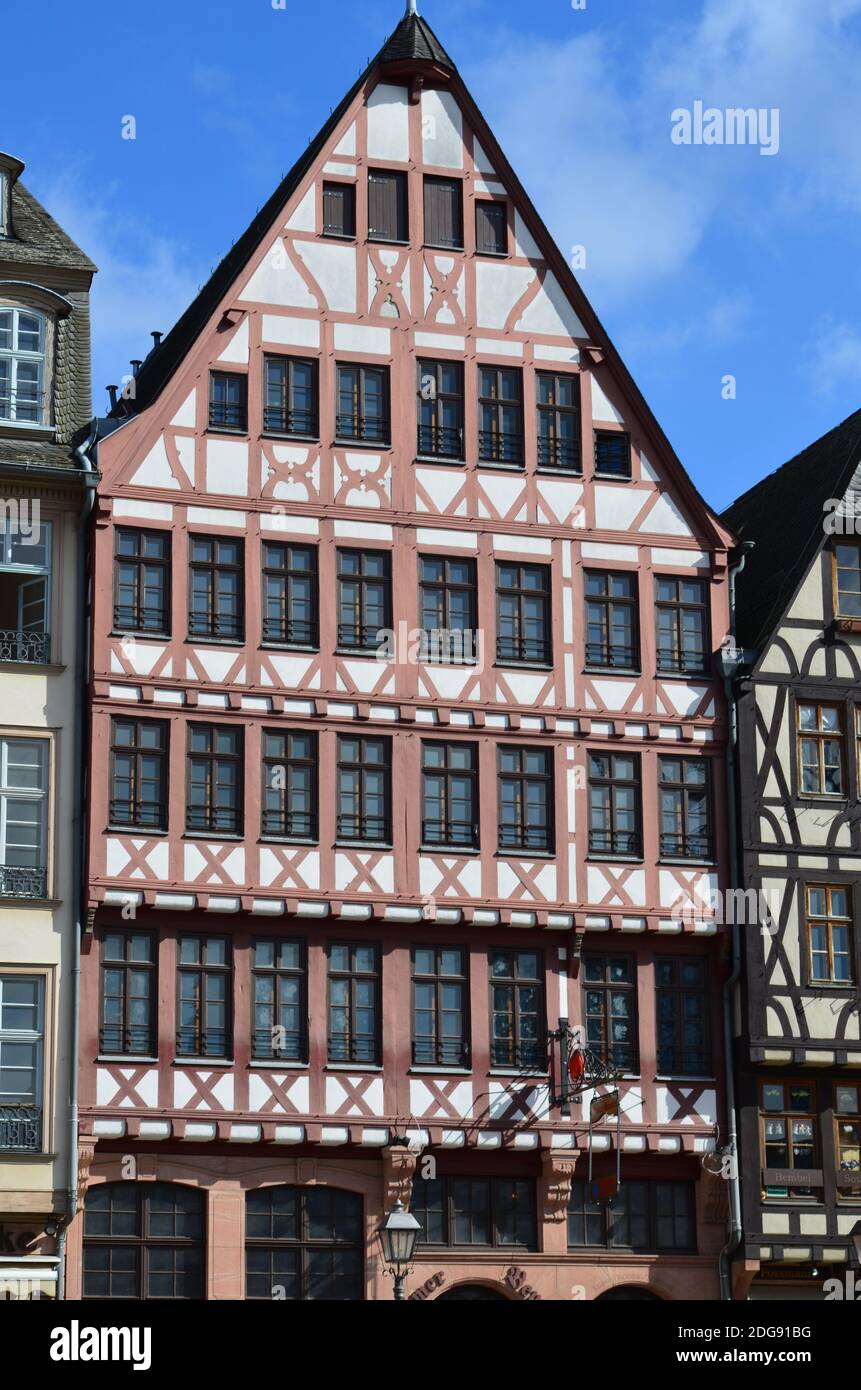 Historical Romer Square in the city of Frankfurt Main, Germany Stock ...