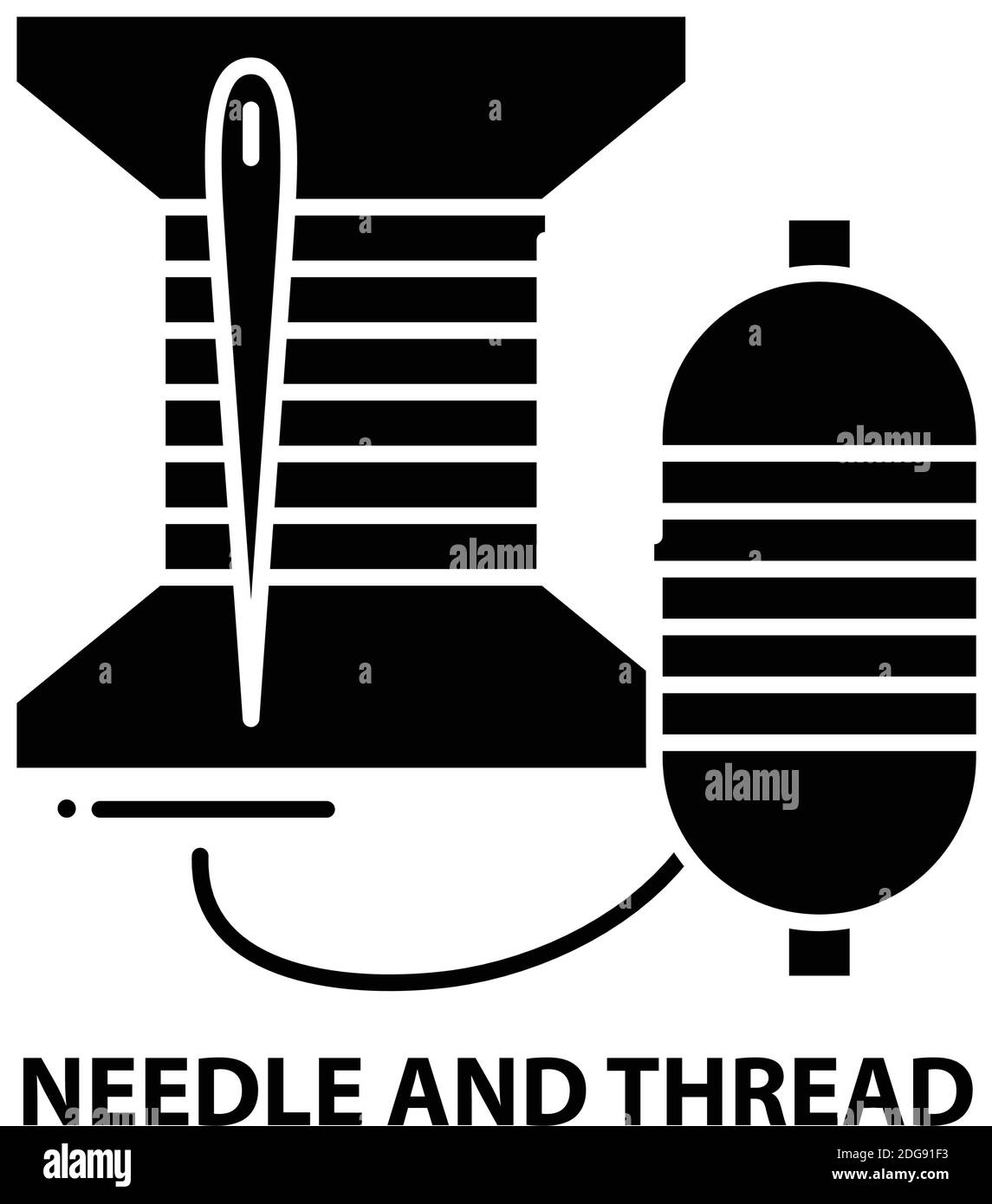 needle and thread icon, black vector sign with editable strokes ...