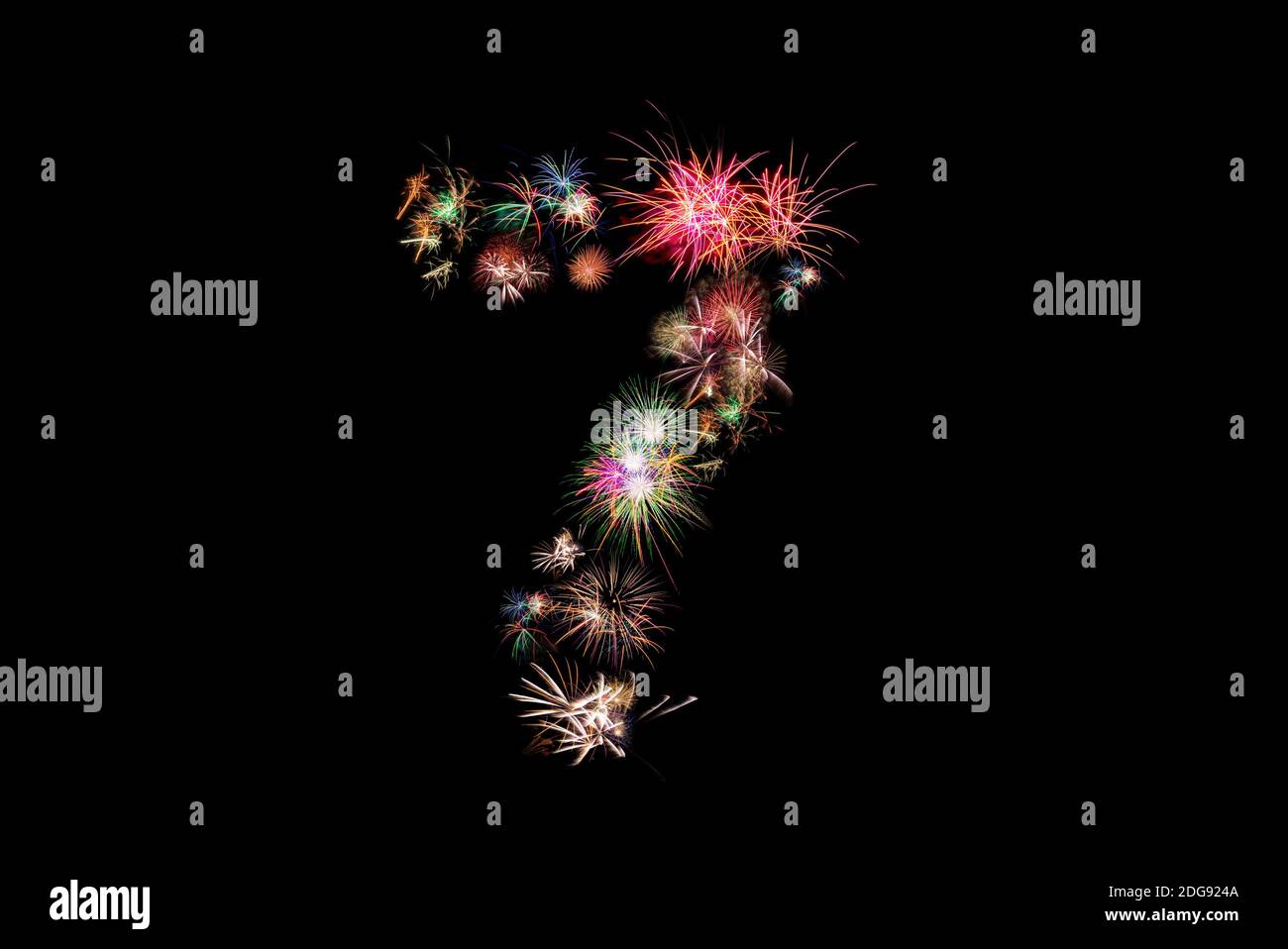 Number 7. Number alphabet made of real fireworks Stock Photo - Alamy
