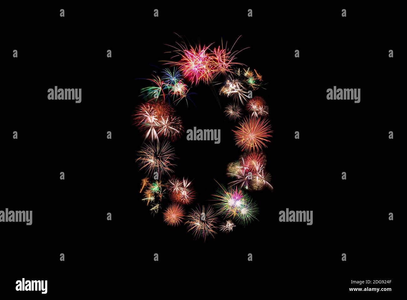 Number 0. Number alphabet made of real fireworks Stock Photo - Alamy