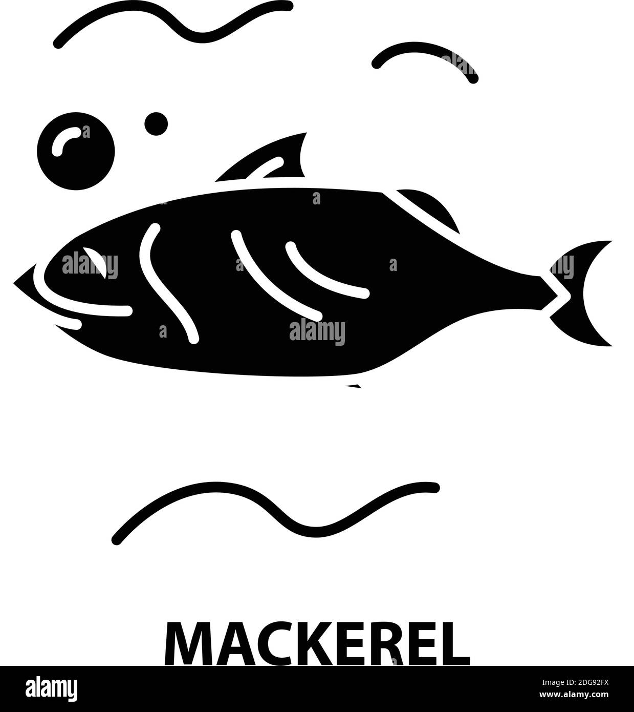 mackerel icon, black vector sign with editable strokes, concept ...