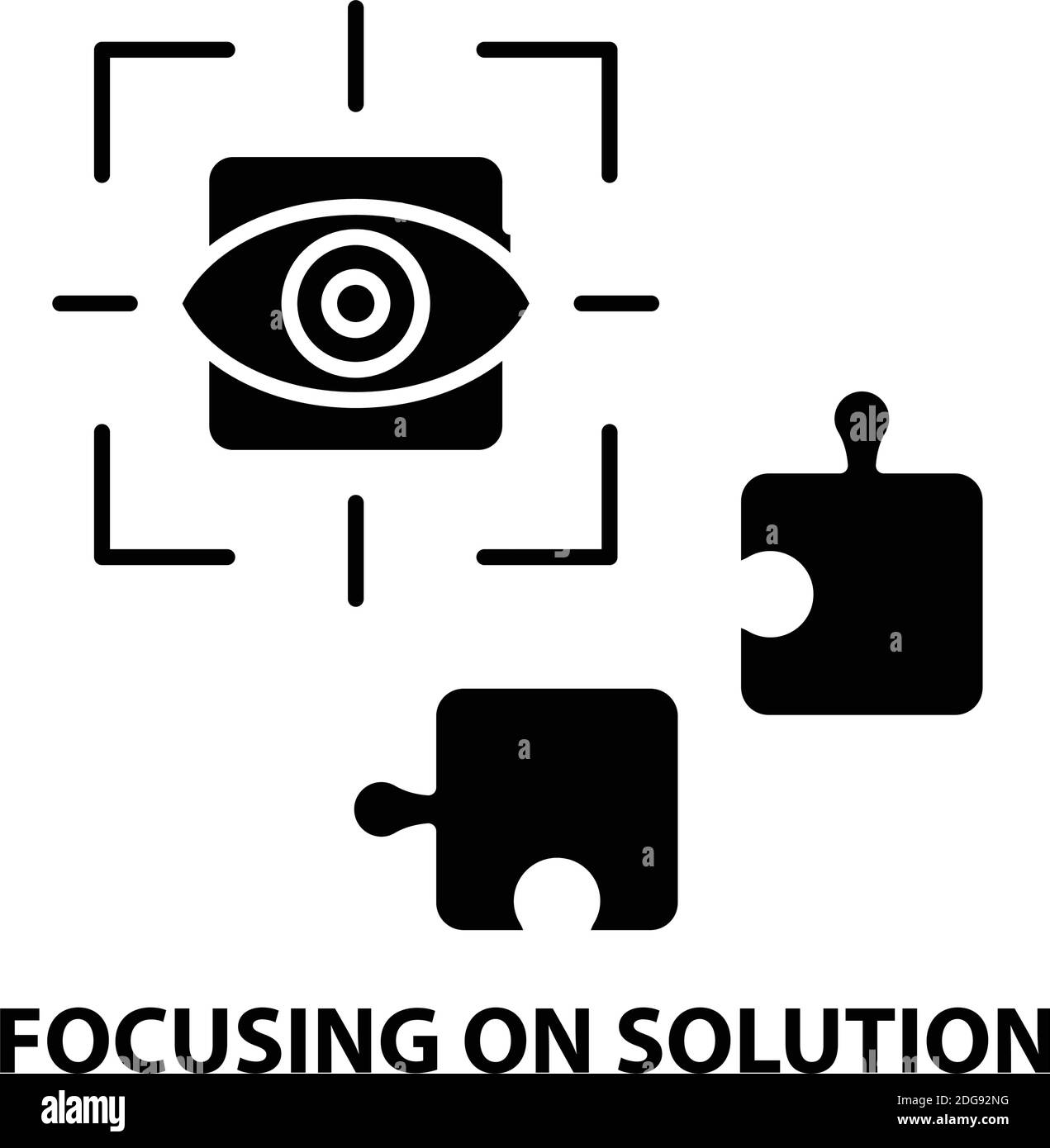 focusing on solution icon, black vector sign with editable strokes ...