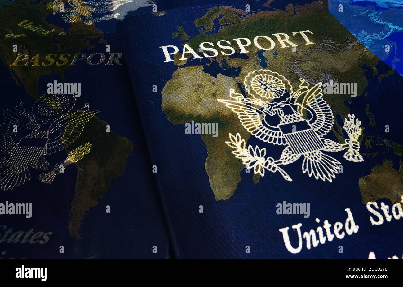 US passports on map Stock Photo - Alamy
