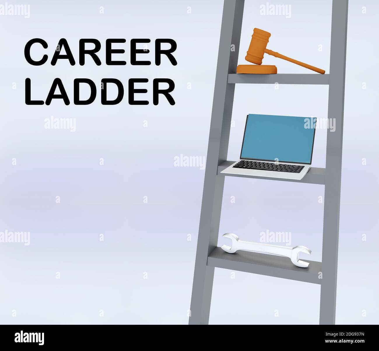3D illustration of CAREER LADDER concept script with three stages ...