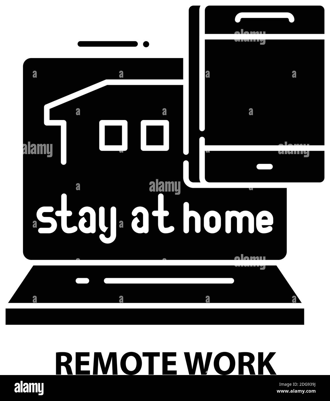 remote work symbol icon, black vector sign with editable strokes ...