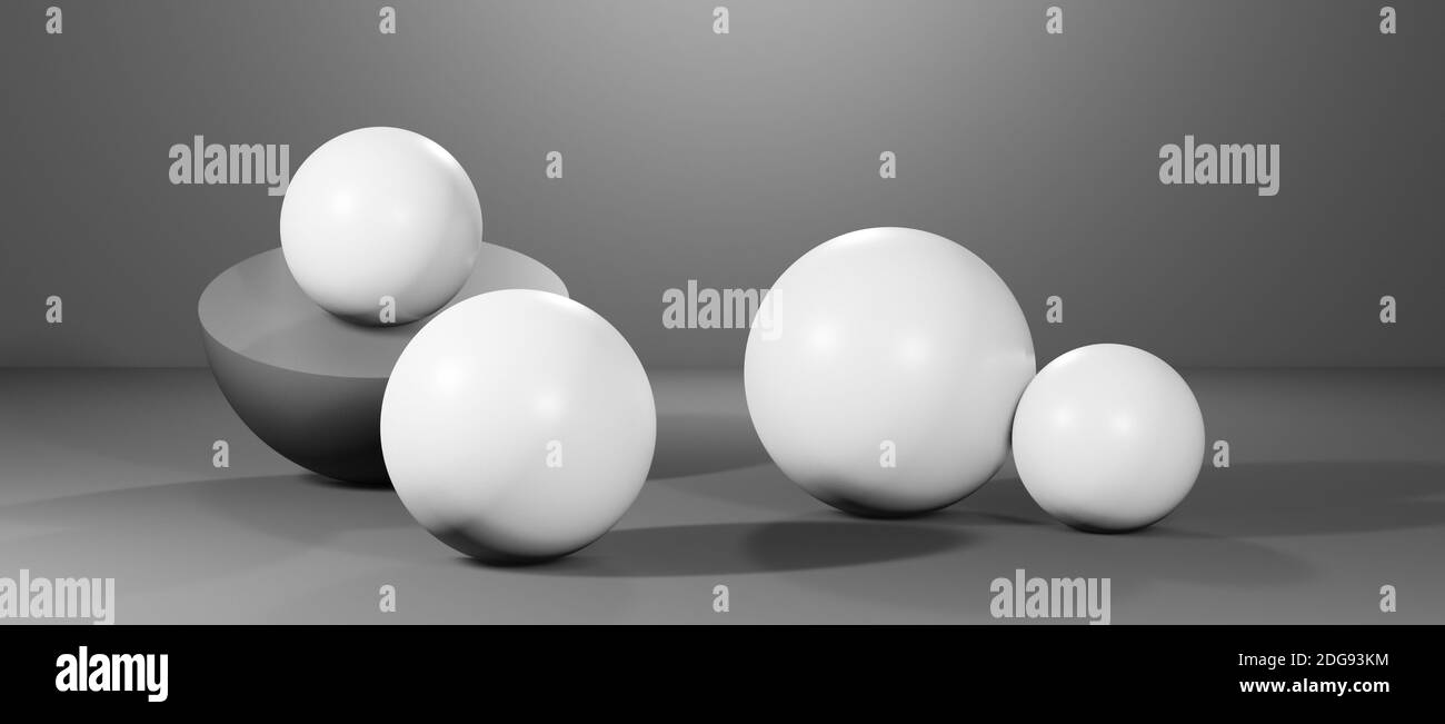 Abstract render many spheres Black and White Stock Photos & Images - Alamy