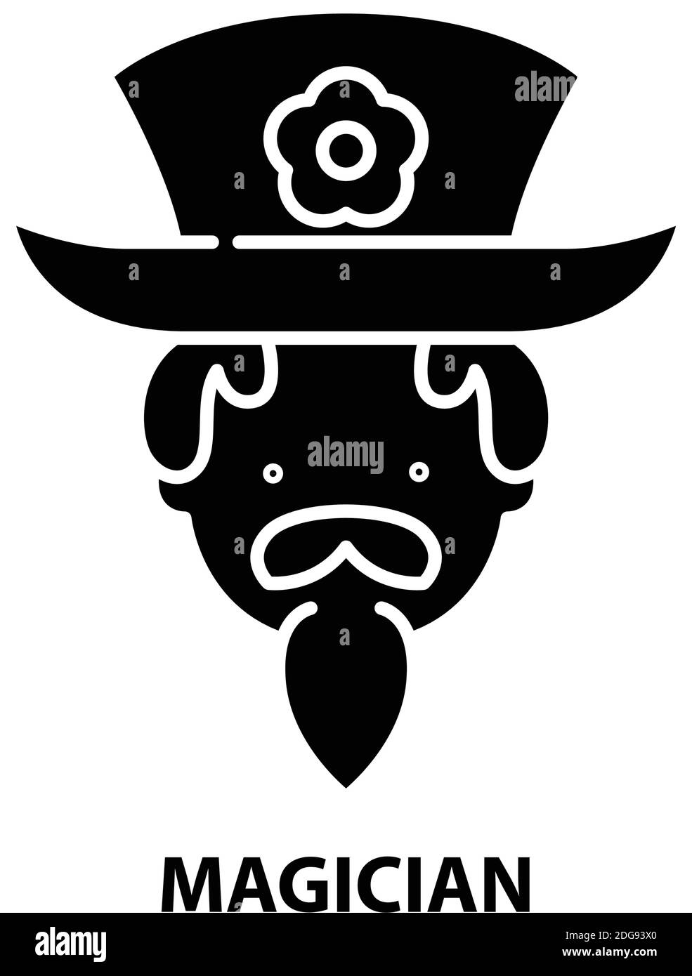 magician icon, black vector sign with editable strokes, concept ...