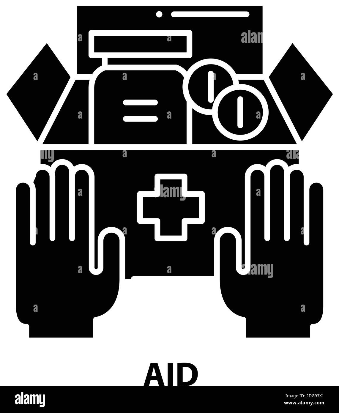 aid icon, black vector sign with editable strokes, concept illustration ...