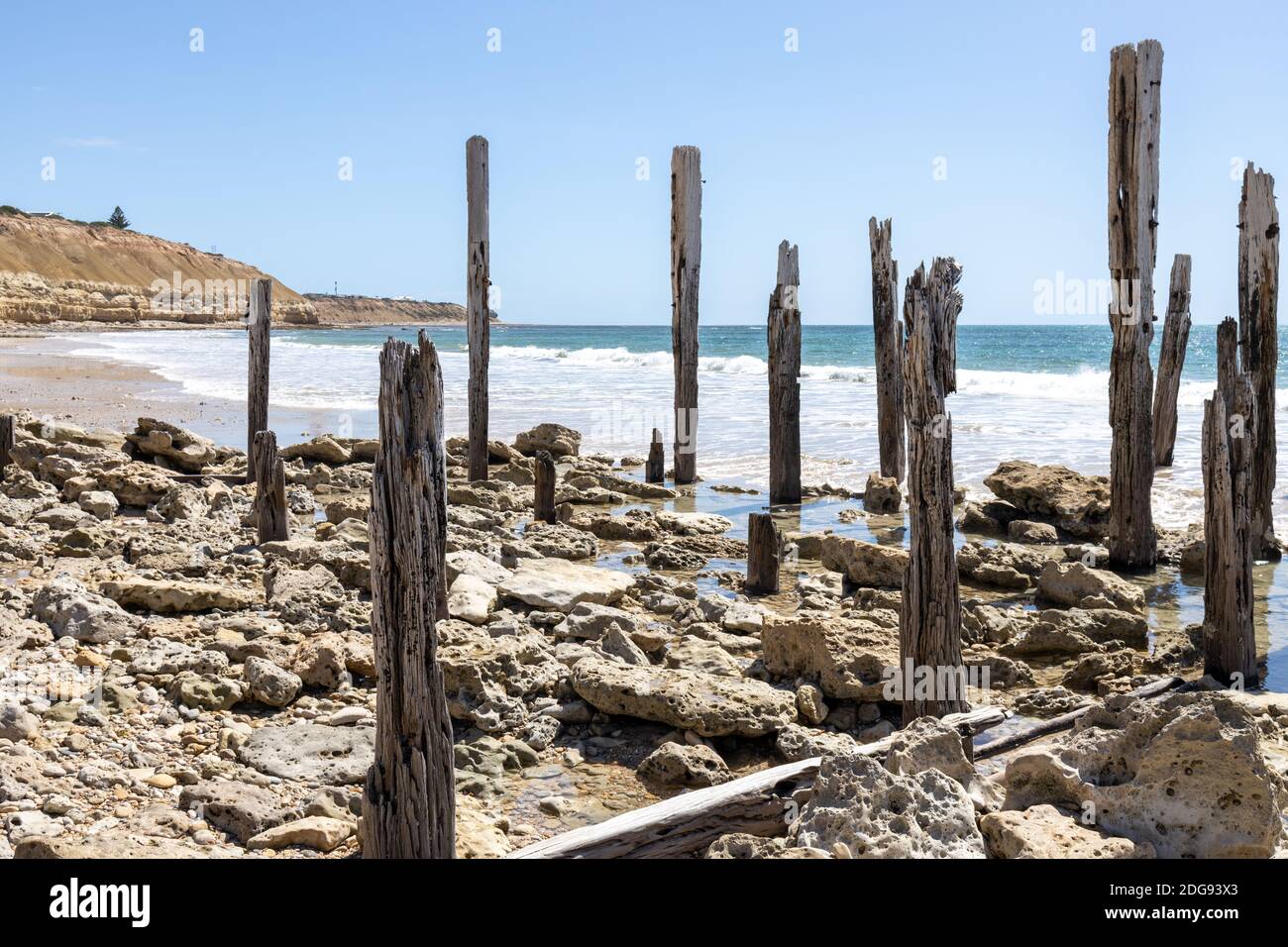 The iconic jetty ruins in Port Willunga South Australia on December 8th ...