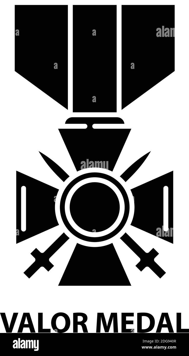 valor medal icon, black vector sign with editable strokes, concept ...