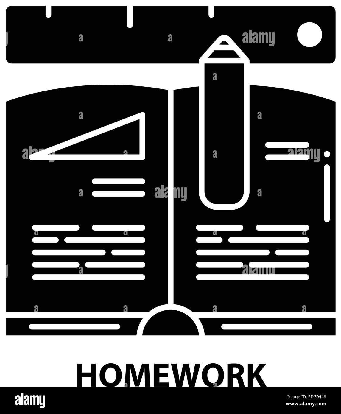 homework icon, black vector sign with editable strokes, concept ...