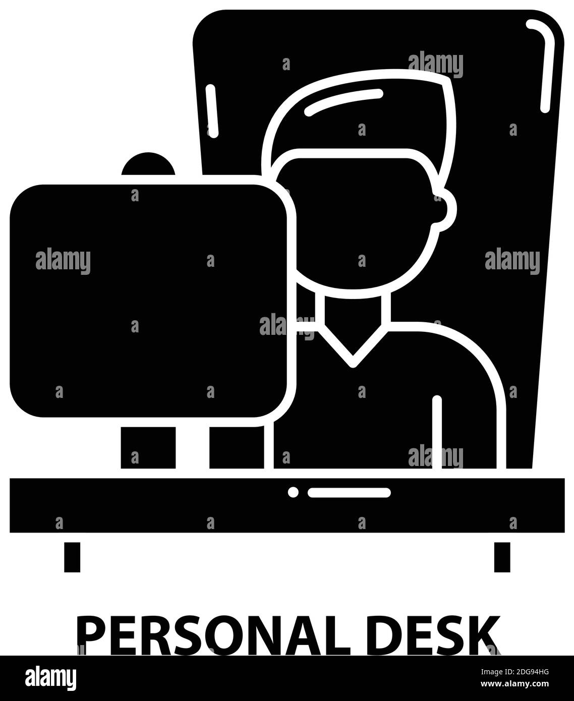personal desk icon, black vector sign with editable strokes, concept ...
