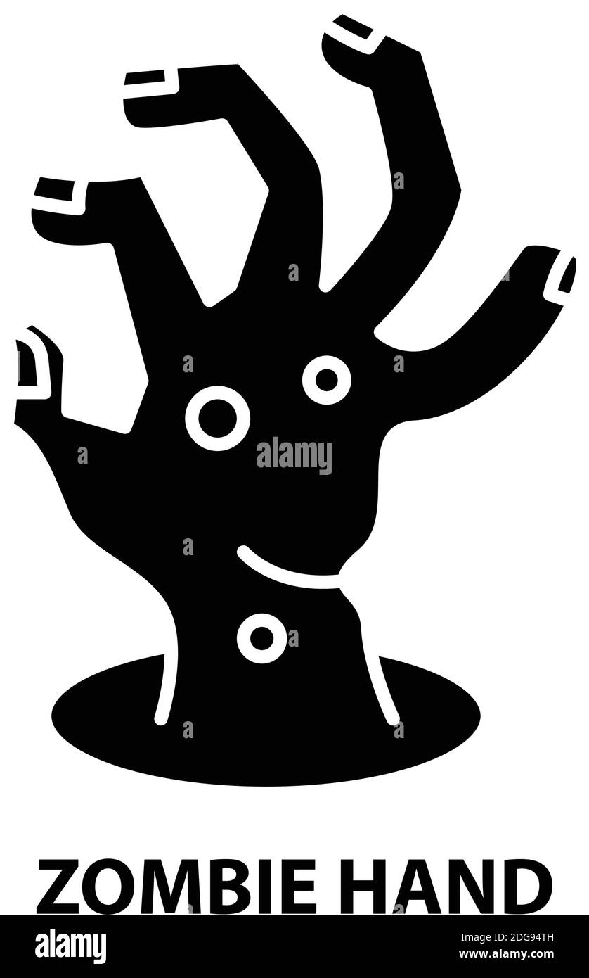 zombie hand icon, black vector sign with editable strokes, concept ...