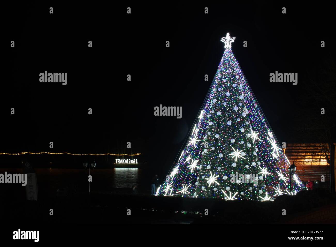 Logo of Trakai, Lithuanian capital of Culture 2021 with lights and ...