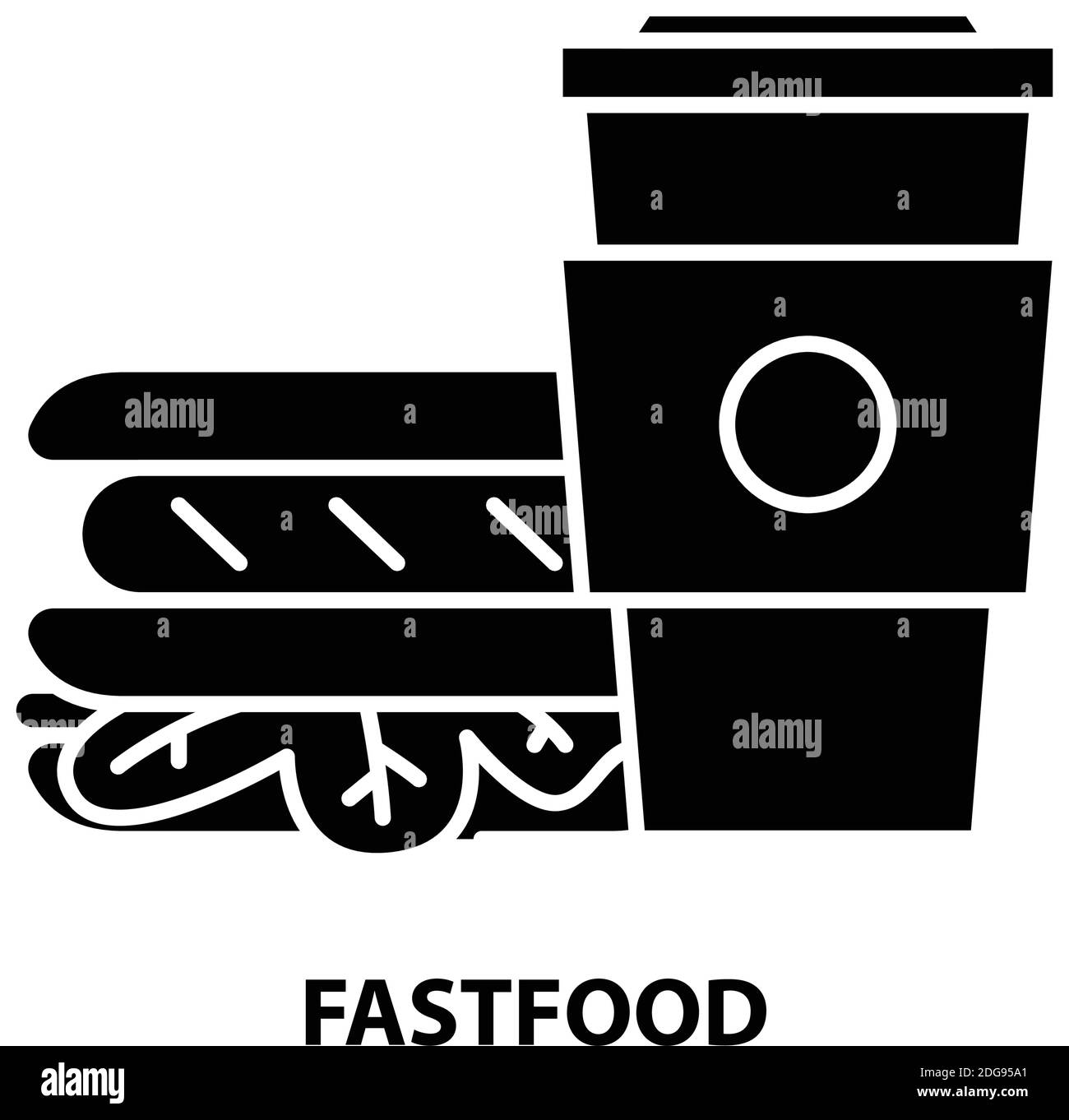 fastfood symbol icon, black vector sign with editable strokes, concept ...