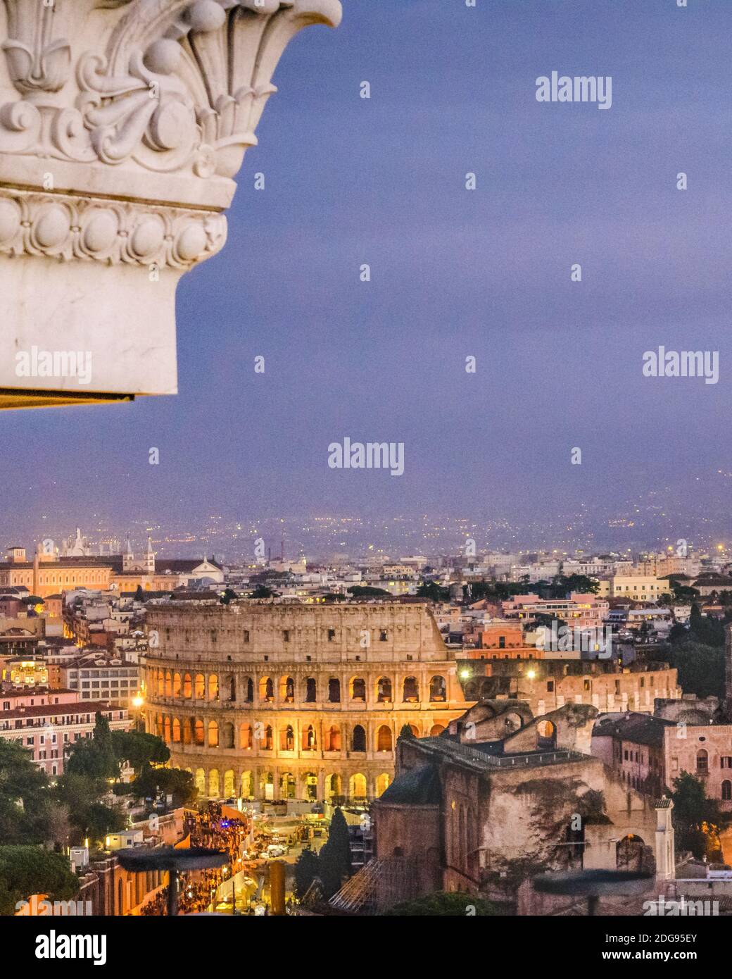 Night Scene Rome Cityscape Aerial View Stock Photo - Alamy