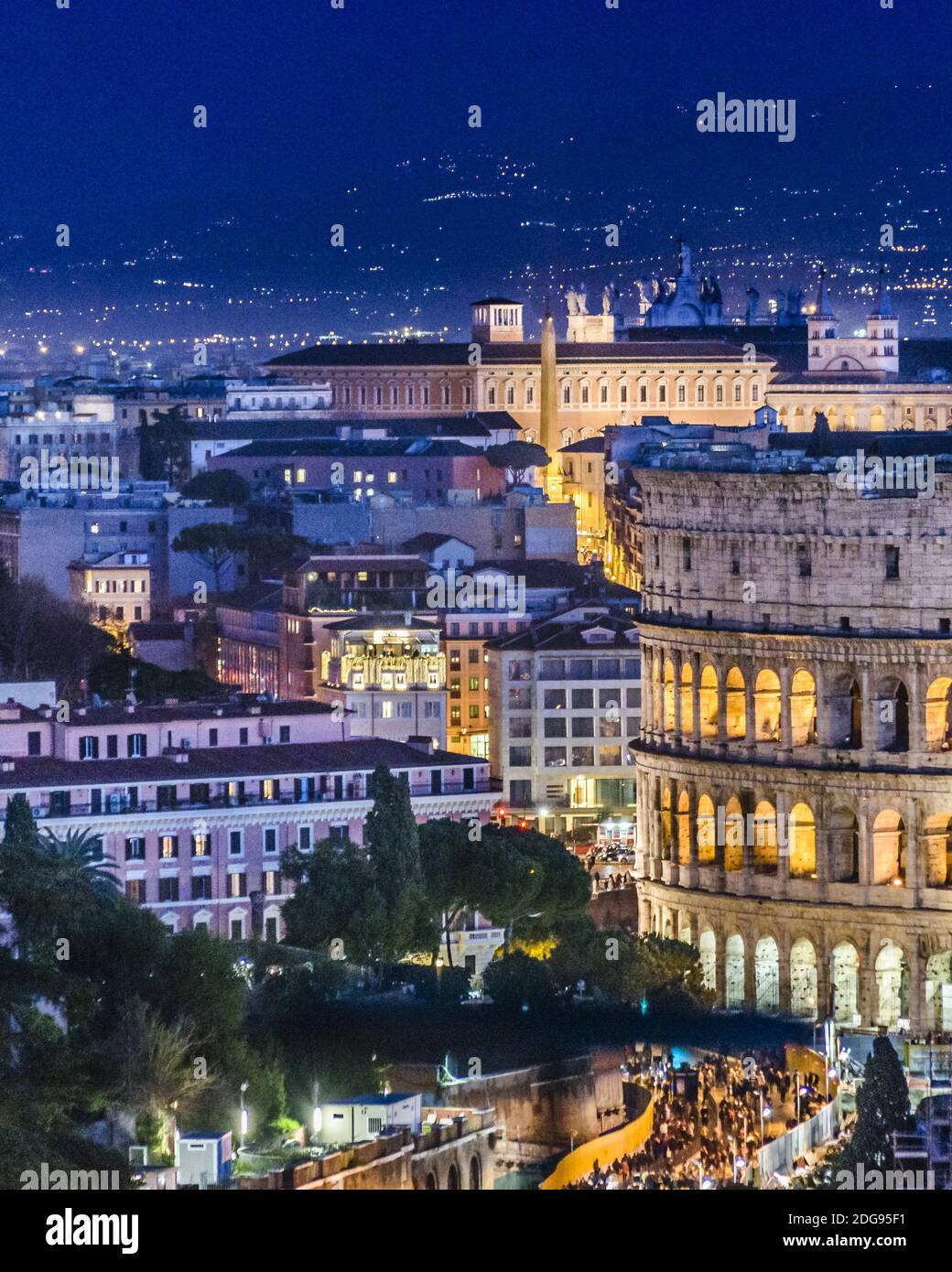 Coliseum Aerial view Night Scene, Rome Stock Photo - Alamy